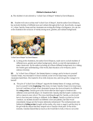 Children's Lit. Task 2 - Grade: Pass - C269 - WGU - Studocu