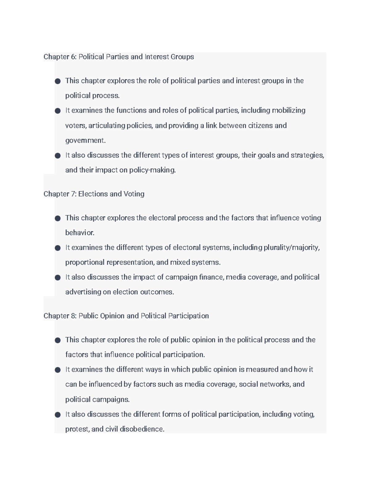 Political Science - Chapter 6: Political Parties and Interest Groups ...