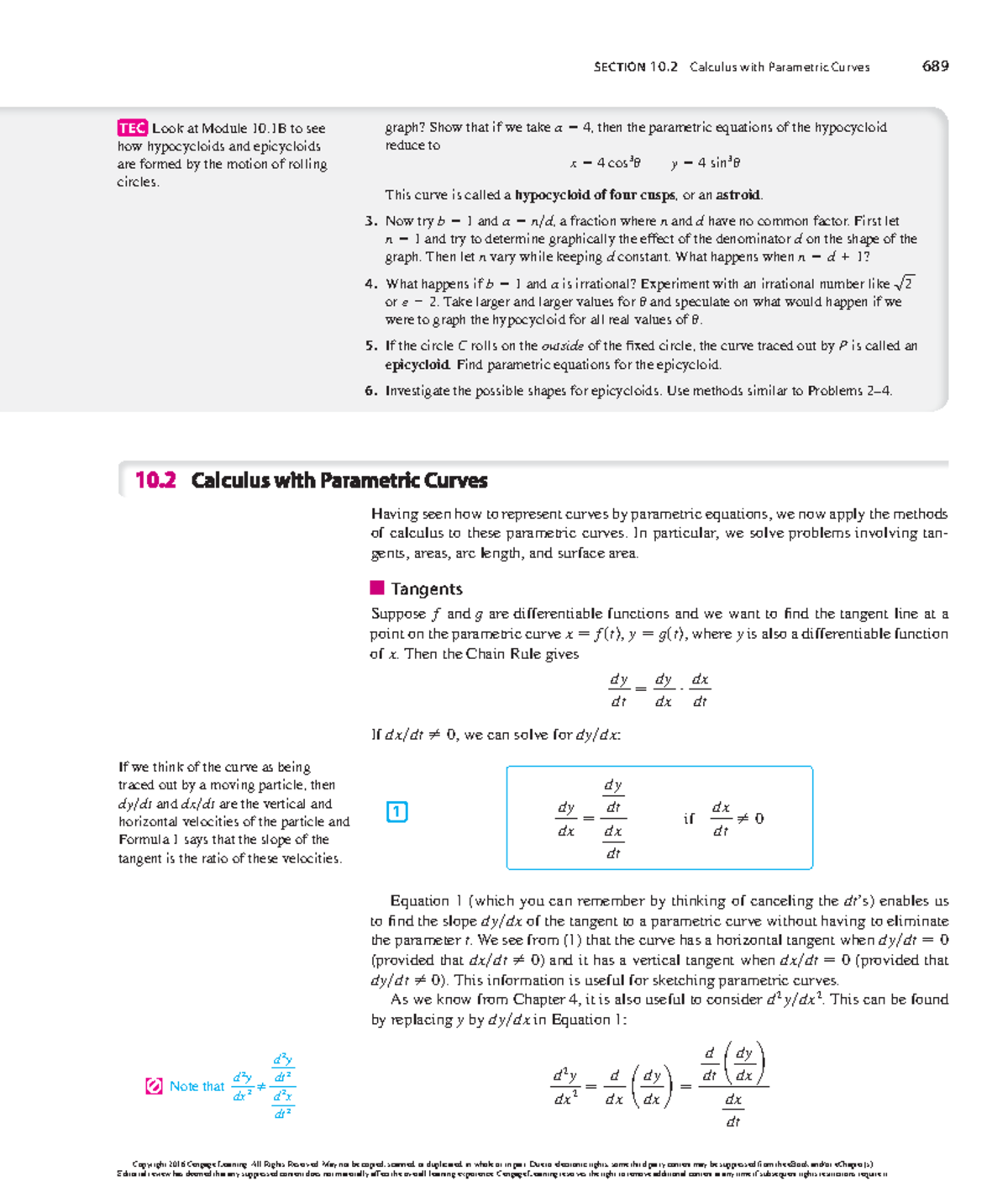 Math ch-10-2 - math work - SECTION 10 Calculus with Parametric Curves ...