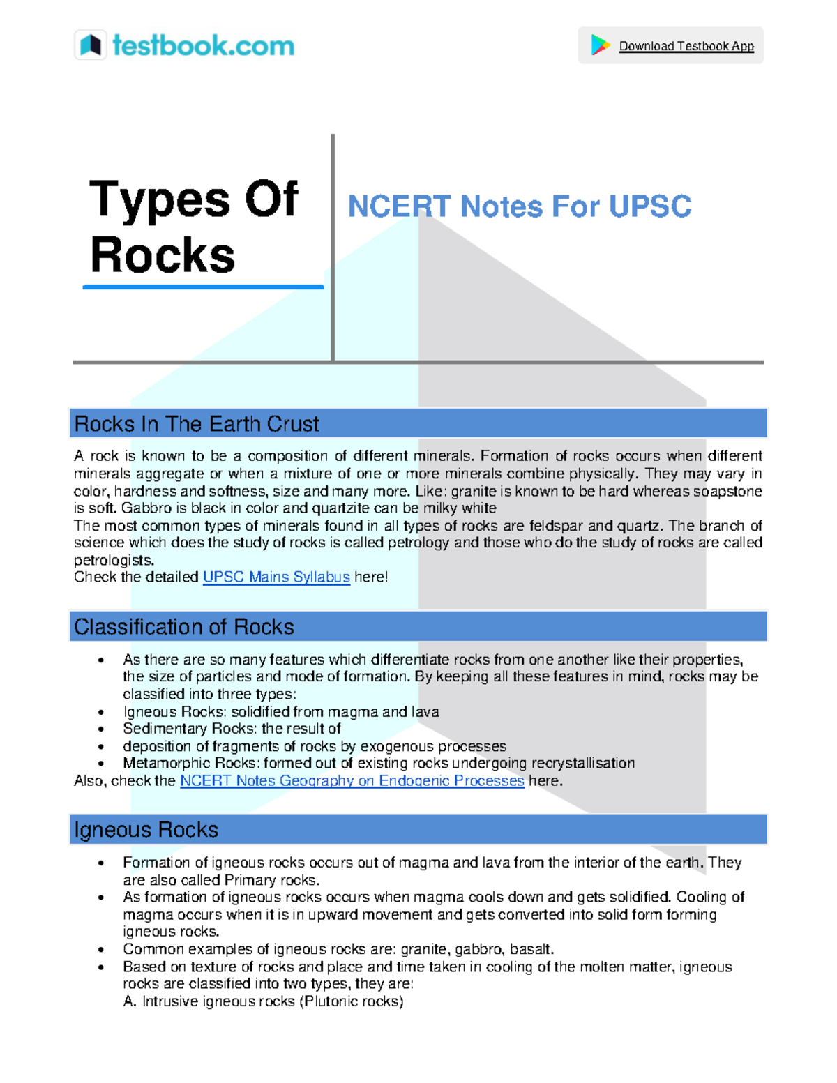 Types of rocks a2003 5 db - Rocks In The Earth Crust A rock is known to ...