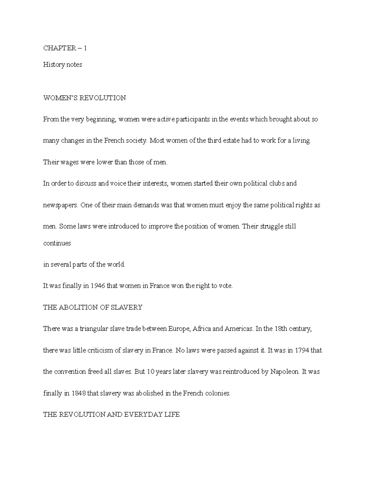 Chapter – 1 US History - Notes - CHAPTER – 1 History notes WOMEN’S ...