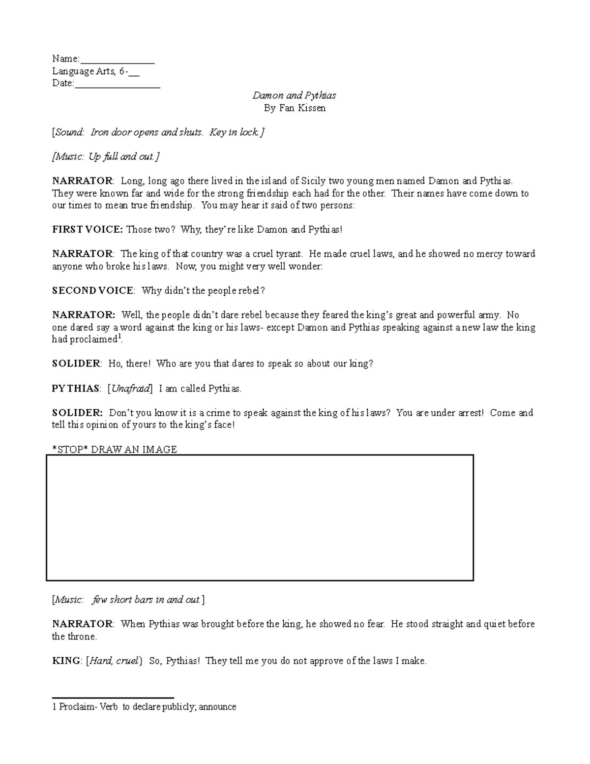 Damon-and-pythias - about BSHM 2nd year - Name:______________ Language ...