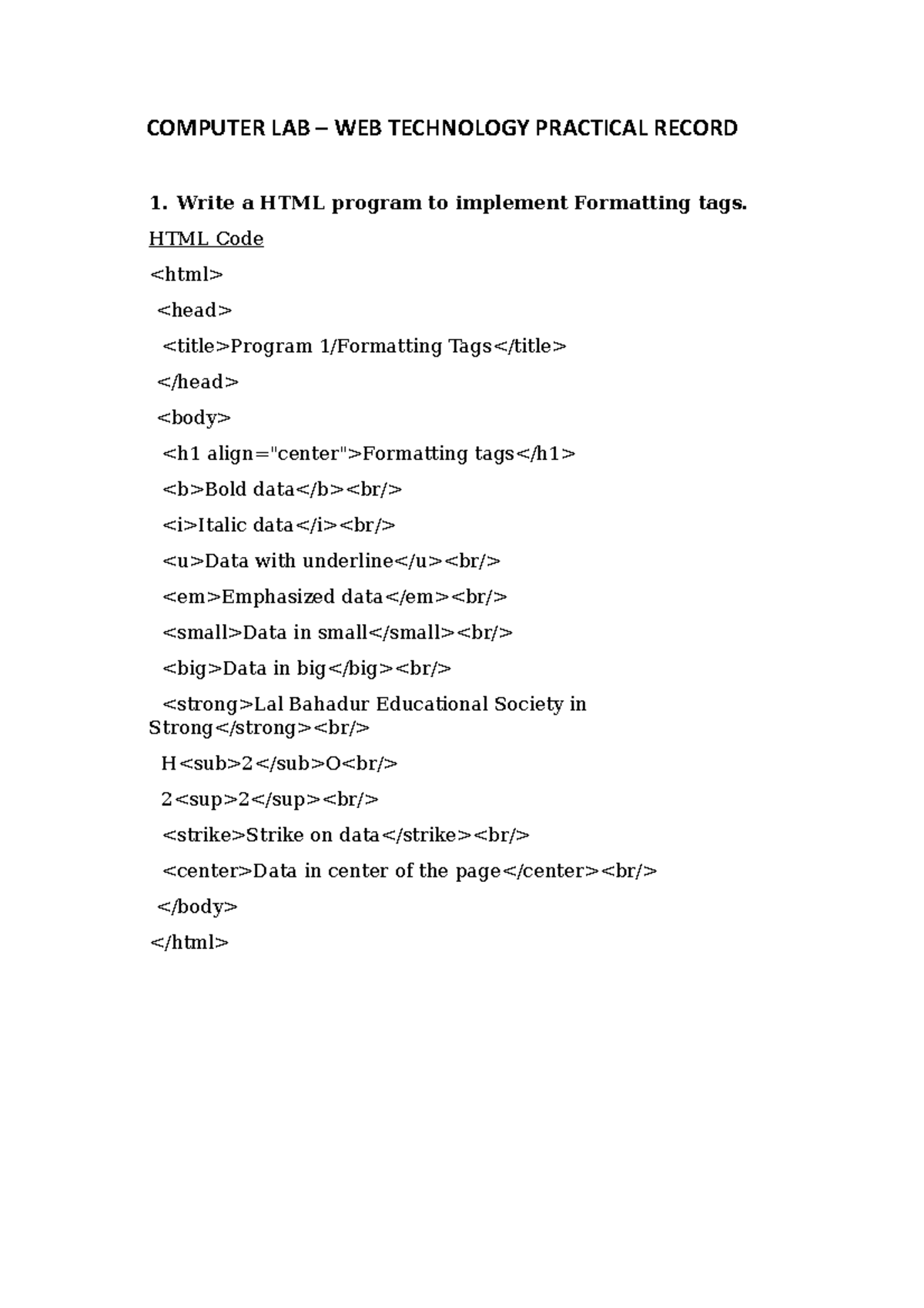 Webrecordupdated - practical input and output - COMPUTER LAB – WEB ...