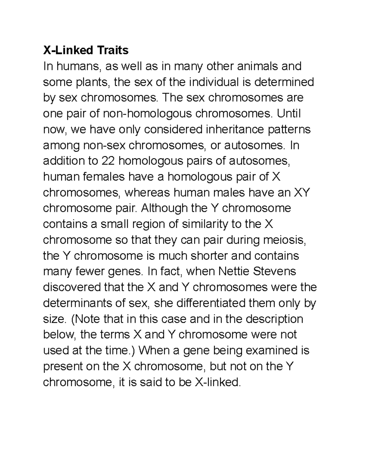 BIOL 1345 Module 10 Characteristics and Traits (14) - X-Linked Traits ...