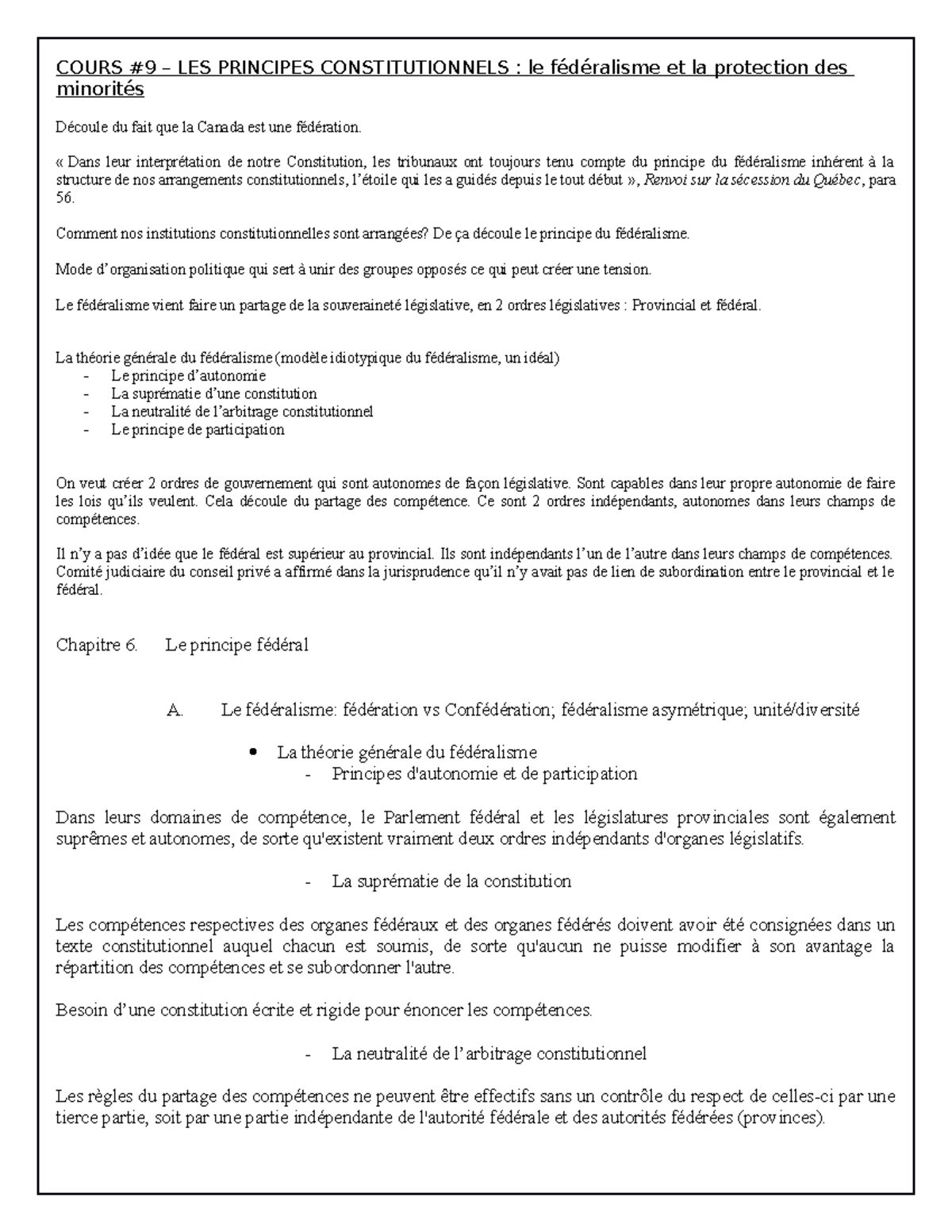 Cours 10 consti - Stéphane bernatchez - COURS #9 – LES PRINCIPES ...