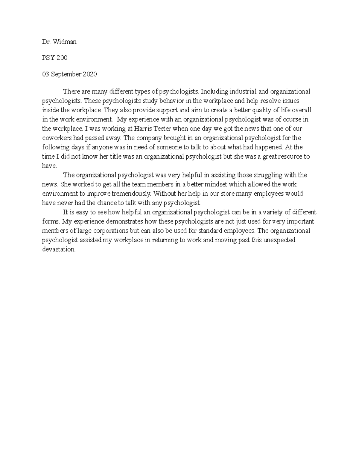 PSY 200 - PSY 200 Intro to Psychology - Laura Widman - Dr. Widman PSY ...