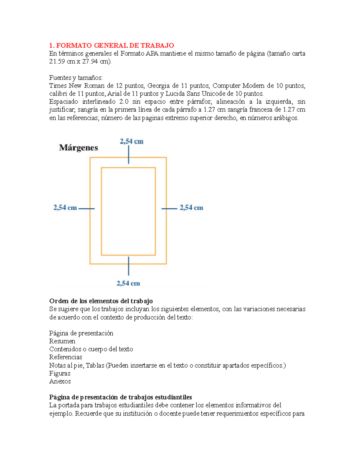 APA - Práctica - 1. FORMATO GENERAL DE TRABAJO En términos generales el ...