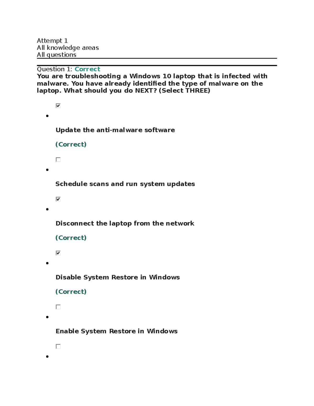 1. A+ Core 2 Notes - Attempt 1 All knowledge areas All questions ...