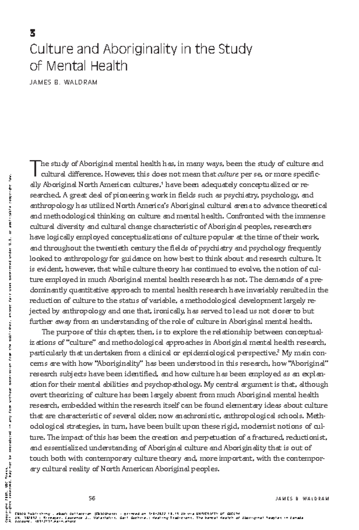 Culture And Aboriginal Healing Traditions The M - 56 JAMES B. WALDRAM 3 ...
