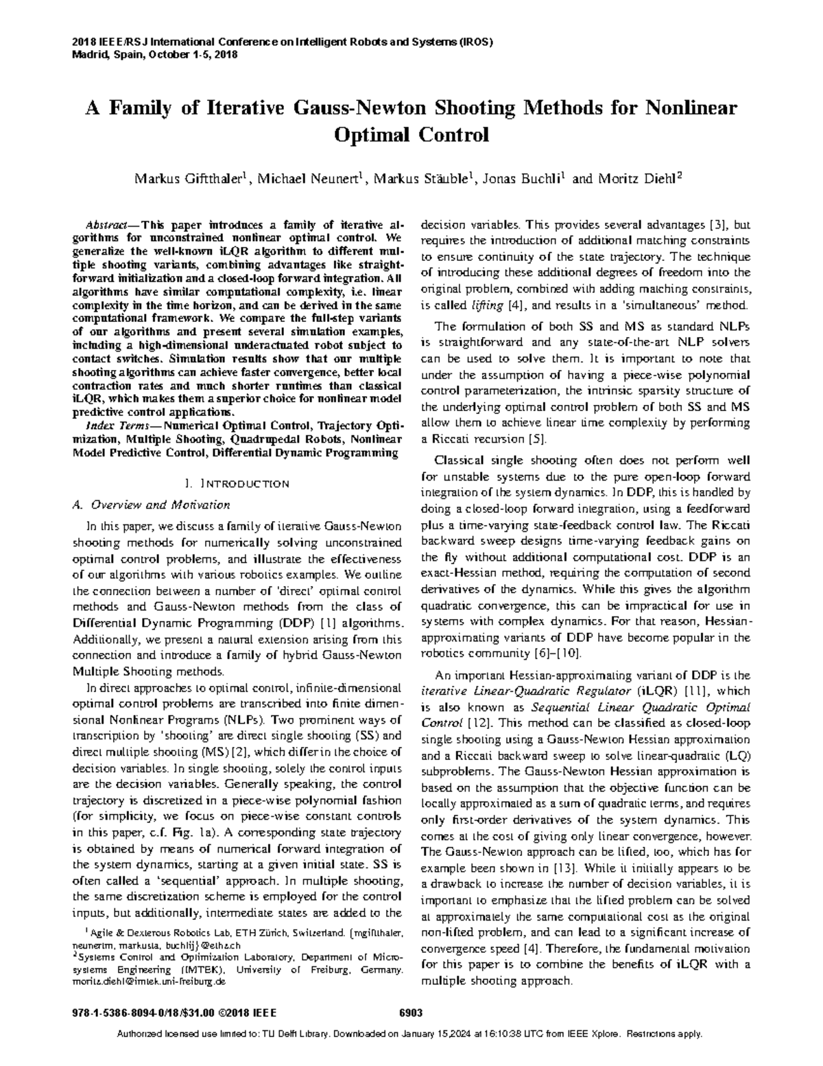 A Family of Iterative Gauss-Newton Shooting Methods for Nonlinear ...