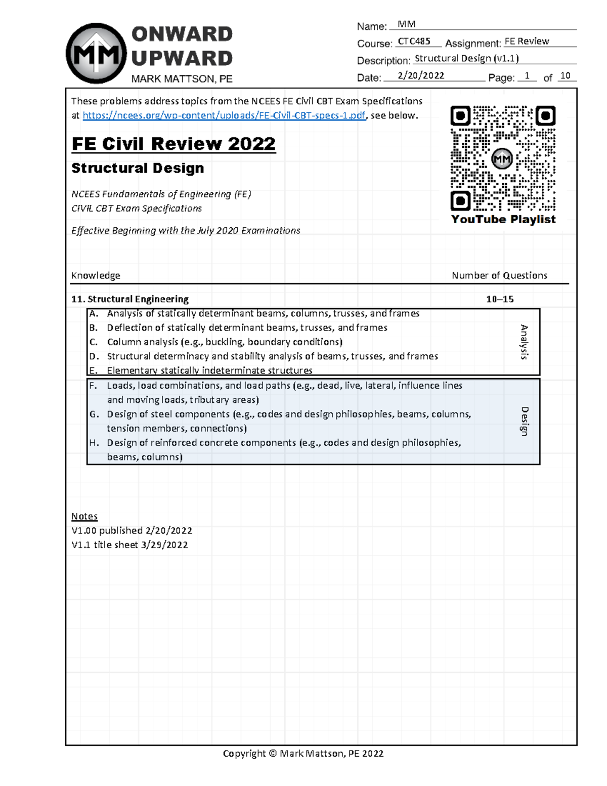 FE Structural Design 2022 - CTC485 FE Review Structural Design (v1) 2 ...