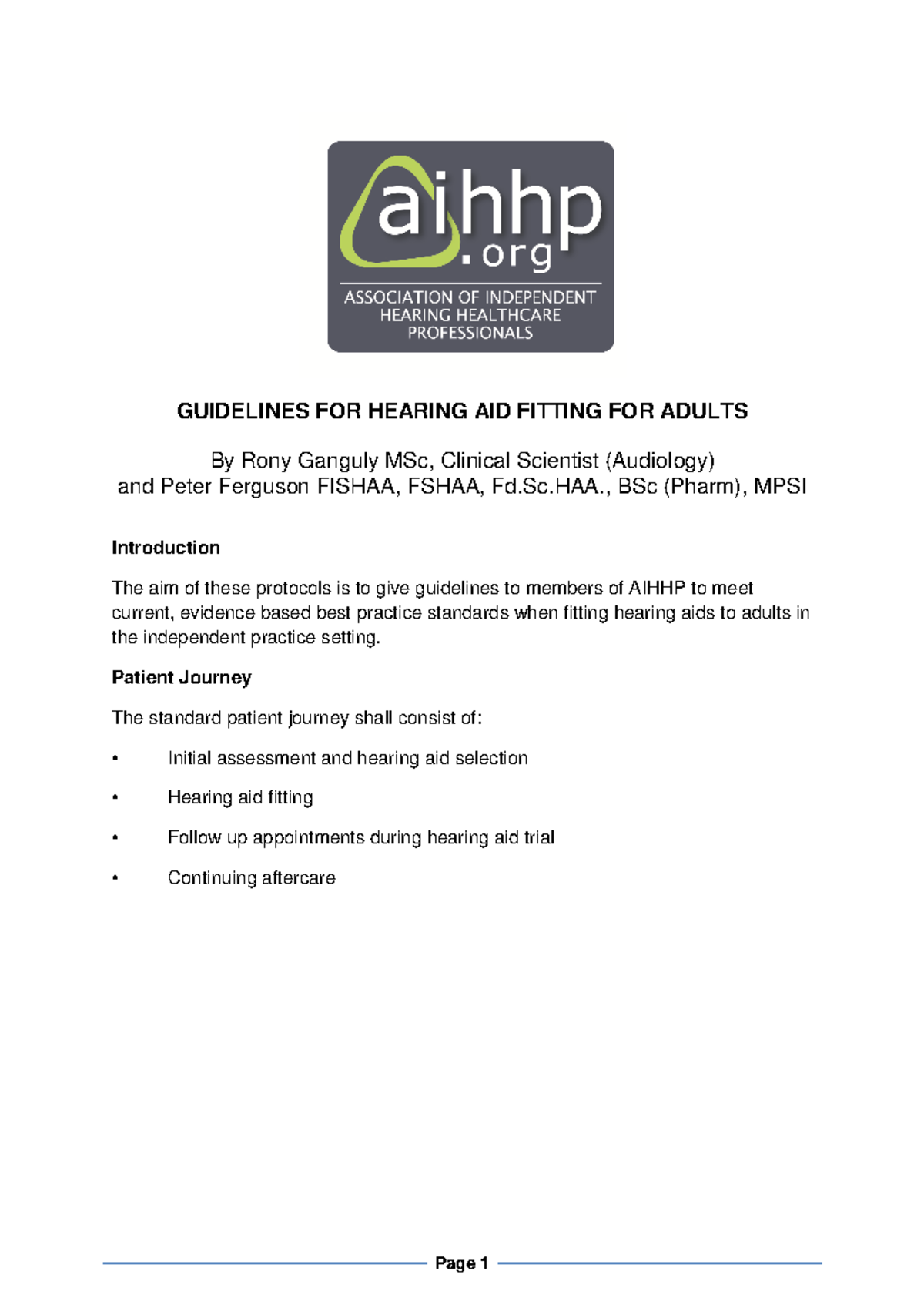 Aihhp Guidelines Final Version 8 - GUIDELINES FOR HEARING AID FITTING ...