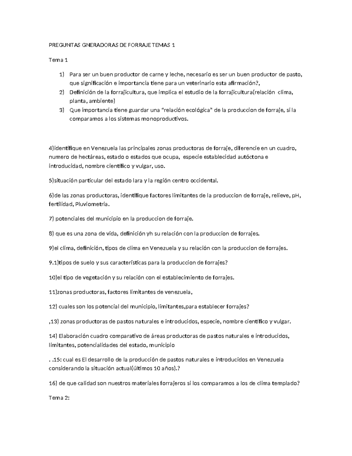 Preguntas Generadoras DE Forraje - PREGUNTAS GNERADORAS DE FORRAJE ...