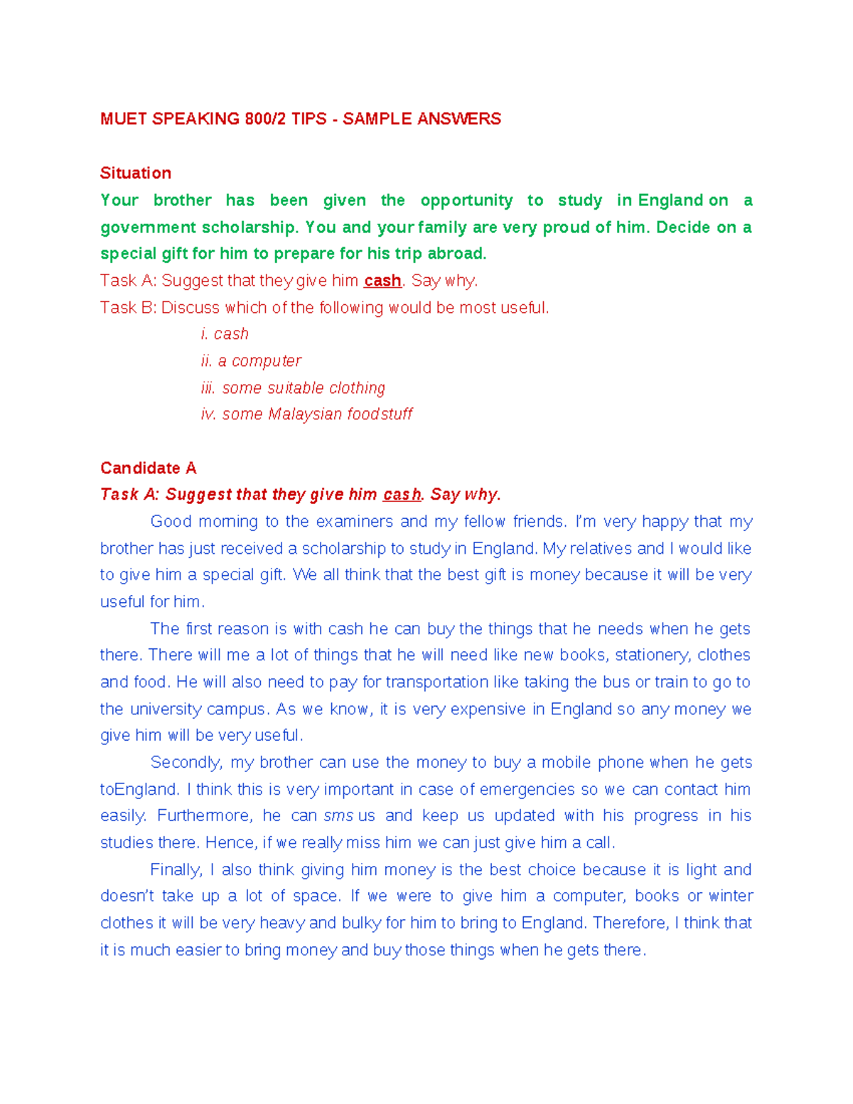 MUET Speaking AND Writing - MUET SPEAKING 800/2 TIPS - SAMPLE ANSWERS ...