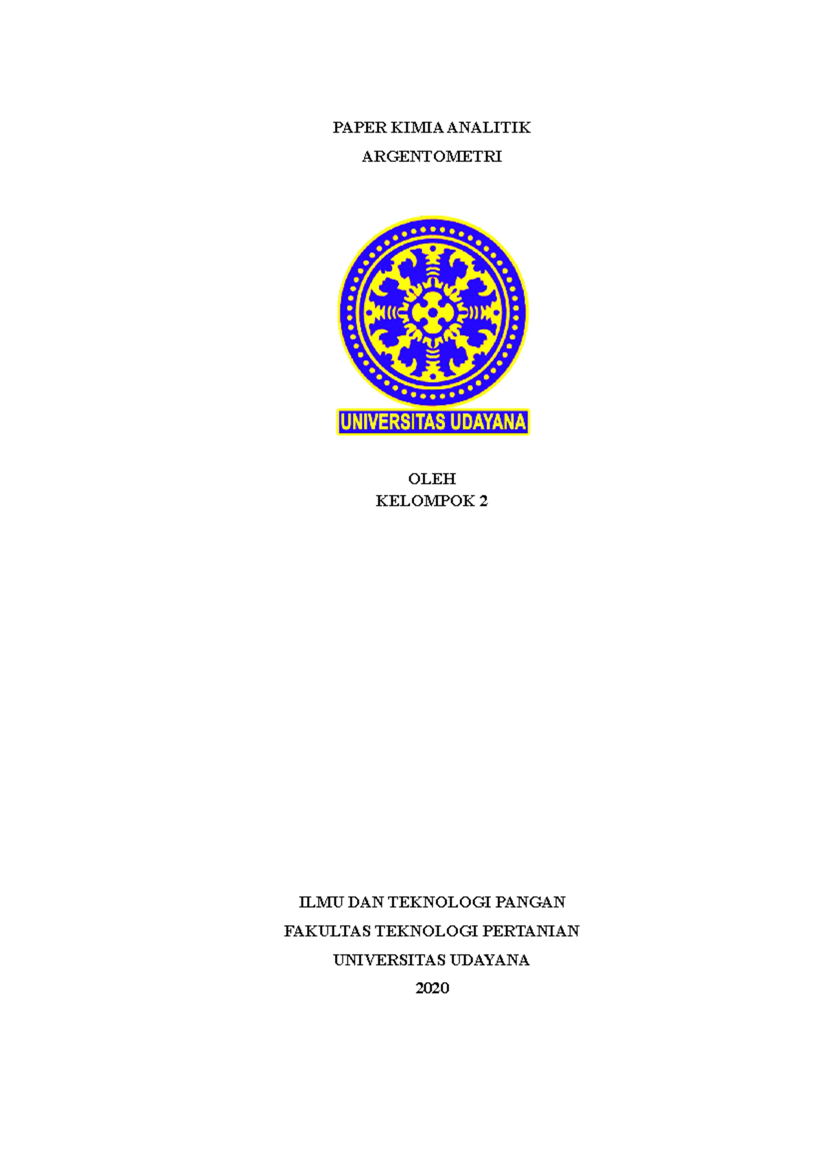 Paper Argentometri mar - PAPER KIMIA ANALITIK ARGENTOMETRI OLEH ...
