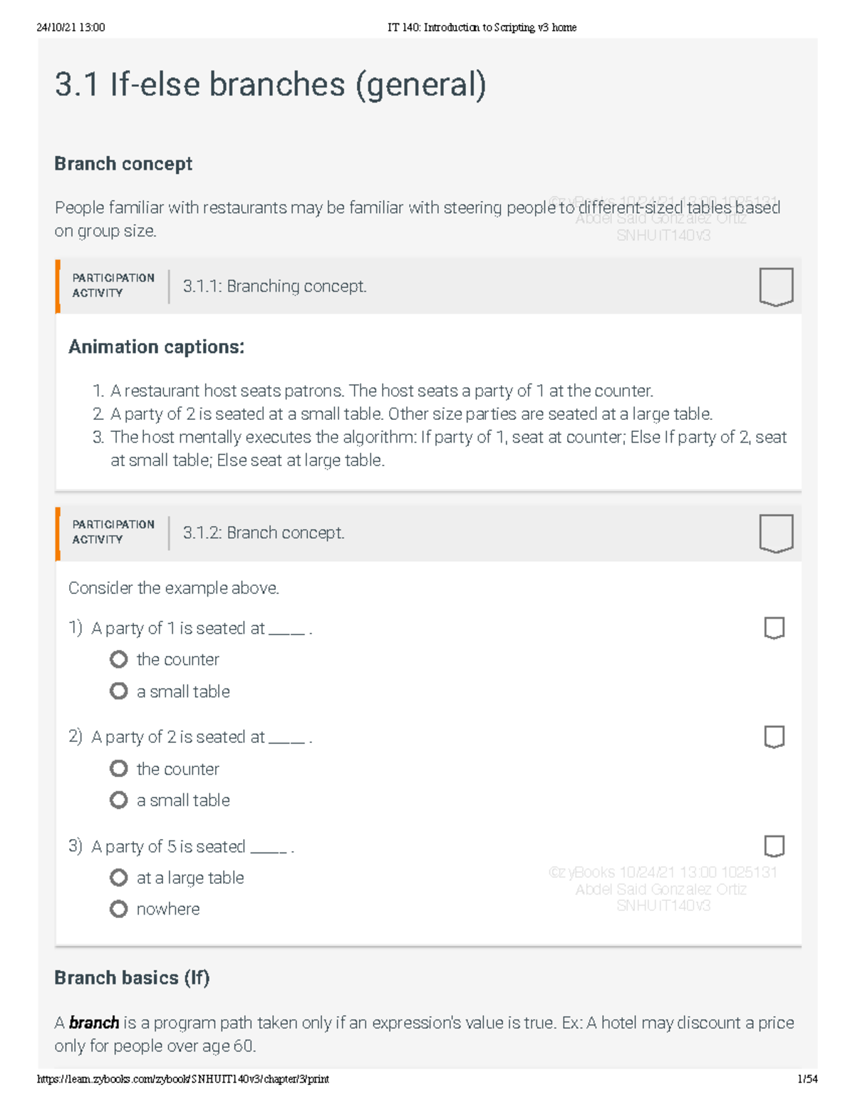 Chaper 3 - Python - 3 If-else branches (general) Branch concept People ...