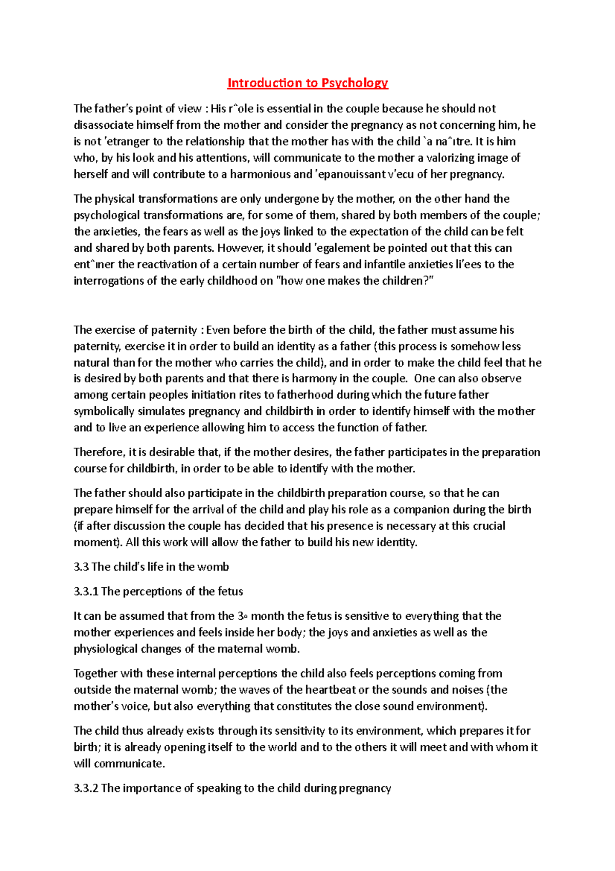 Introduction to Psychology 10 - Introduction to Psychology The father's ...