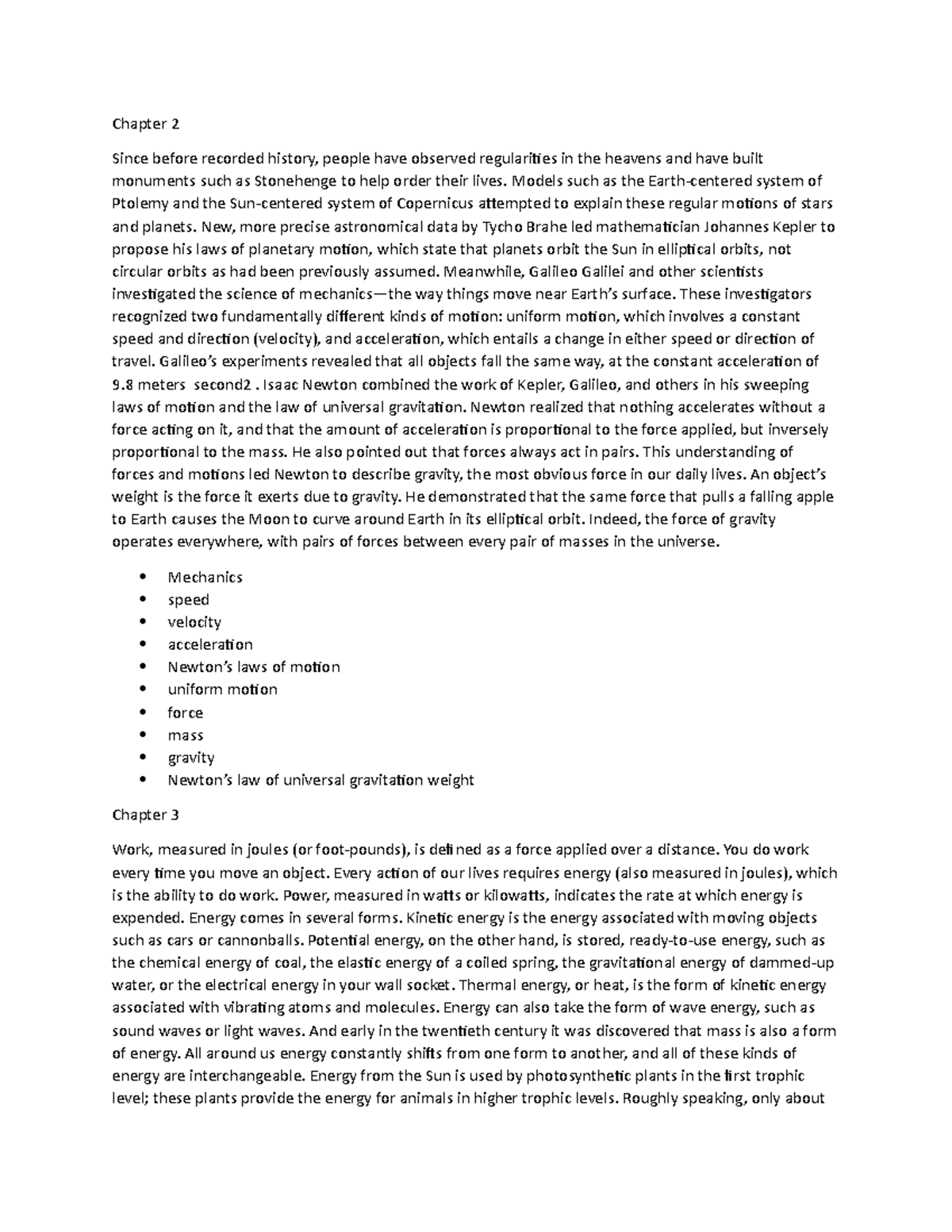 Physics Summary Big Questions In Science Chapter 2 Since Before