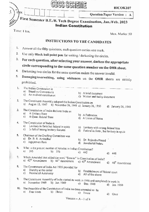 VTU old Question Paper - Indian constitution - Scanned by CamScanner ...