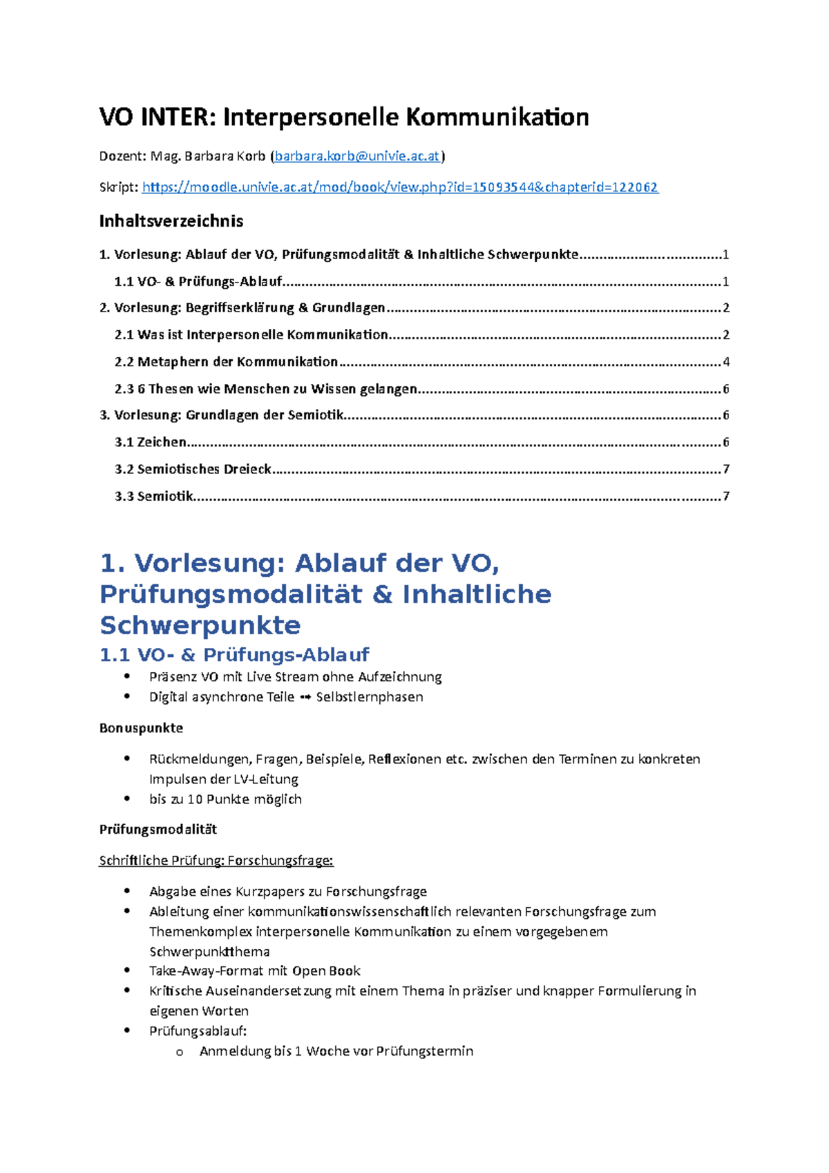 VO Inter Mitschrift - VO INTER: Interpersonelle Kommunikation Dozent ...