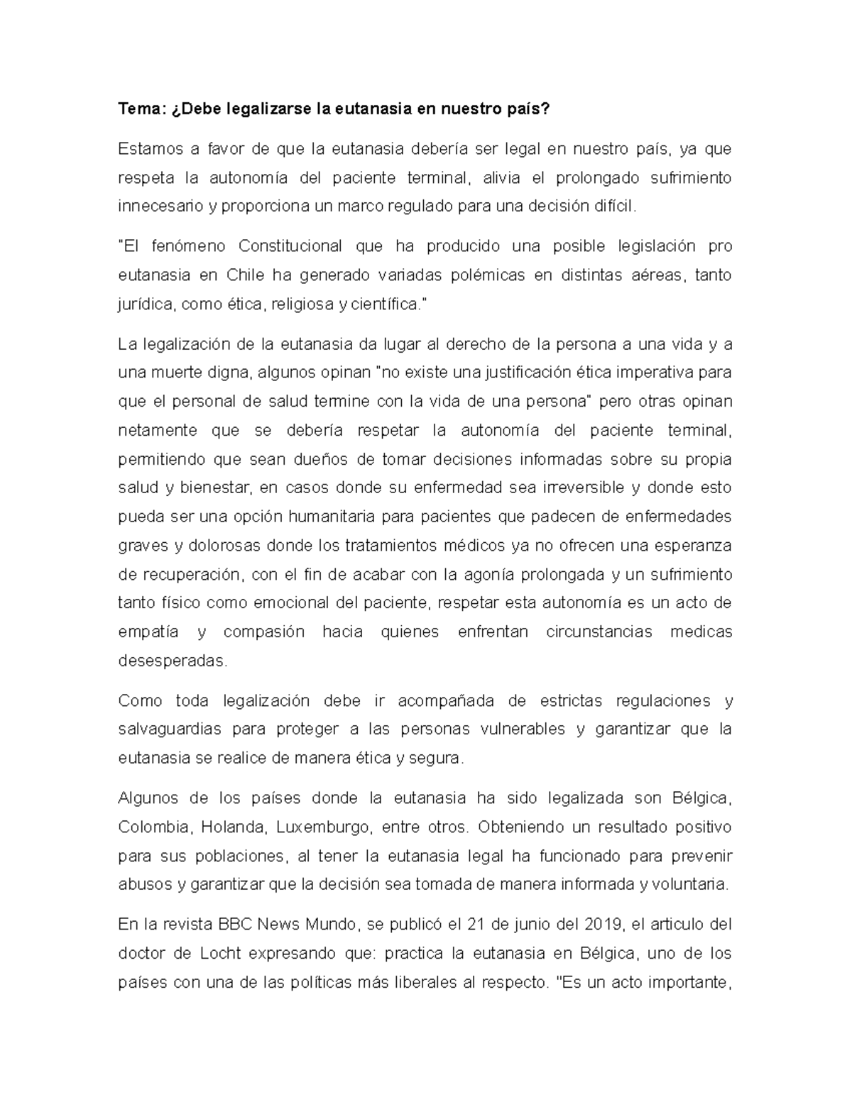Eutanasia legal - instituto aiep - Tema: ¿Debe legalizarse la eutanasia ...