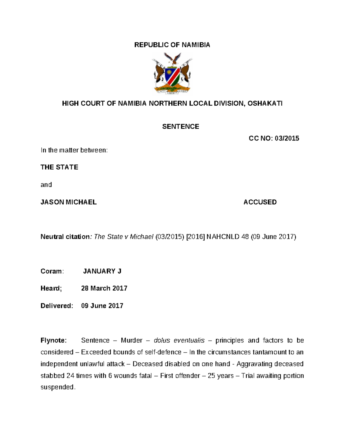Source - Criminal Law - REPUBLIC OF NAMIBIA HIGH COURT OF NAMIBIA ...