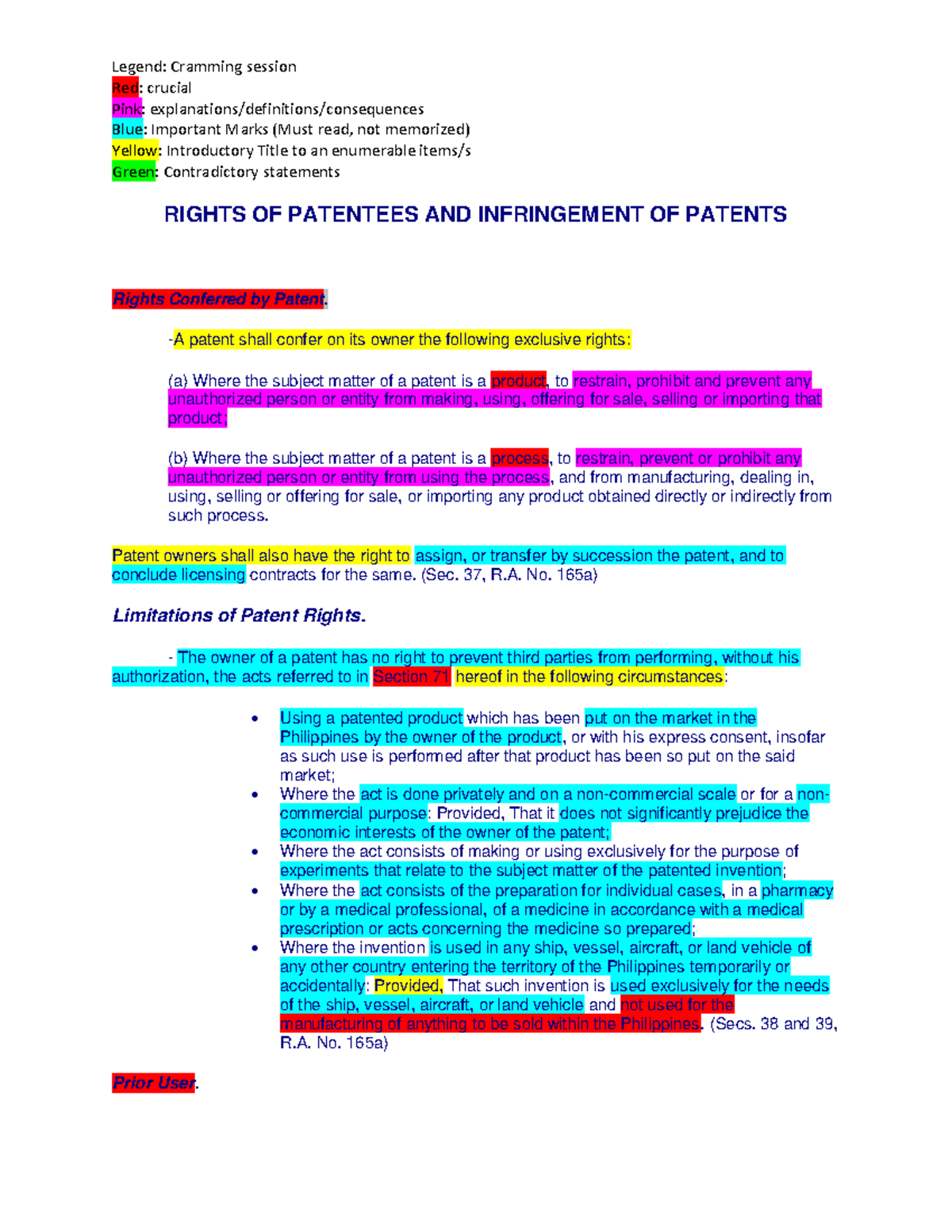 Rights OF Patentees AND Infringement OF Patents - BS accountancy ...