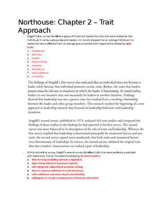 Chapter 15 Notes - Chapter 15: Gender and Leadership Evidence of the ...