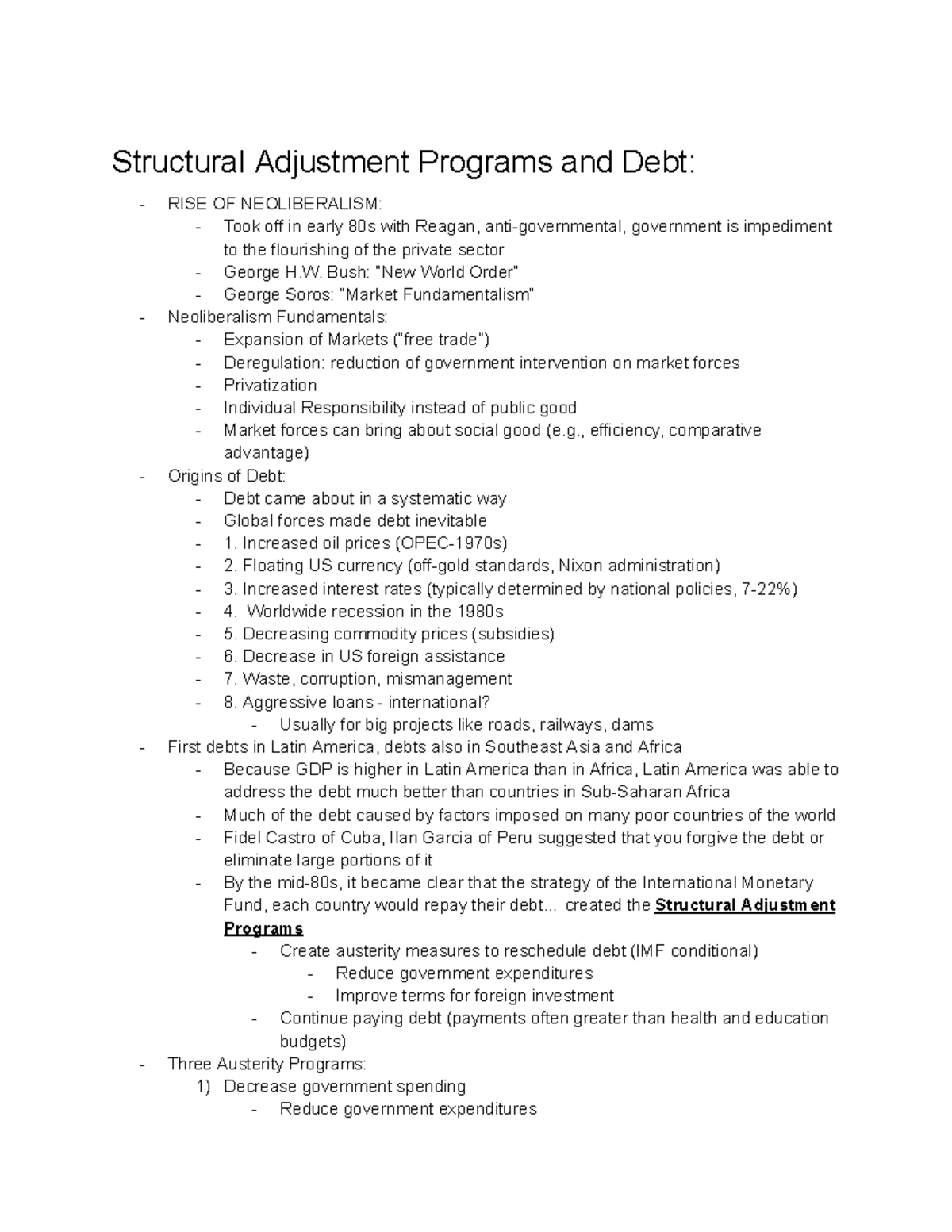 GH 101 Module 2 - Week 2 - Structural Adjustment Programs and Debt ...