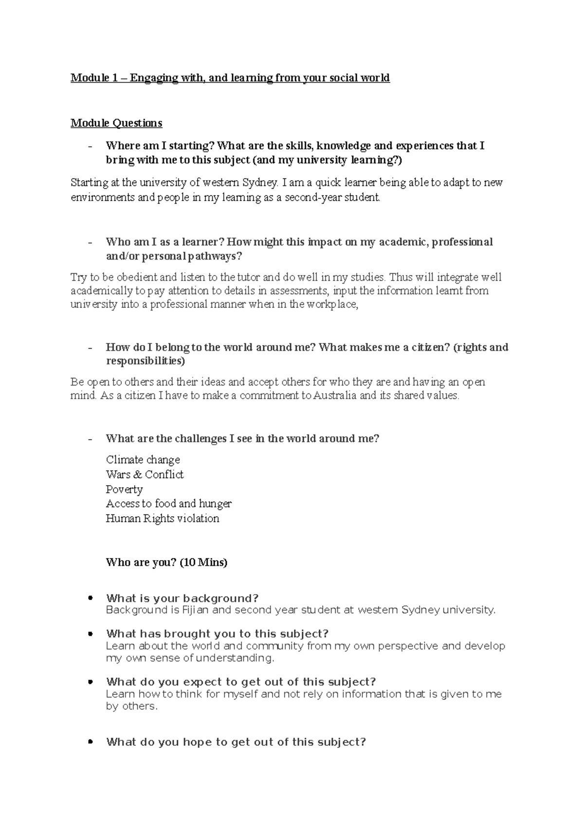 Module 1 (Action Task) - Assignment - 101774 - UWS - Studocu