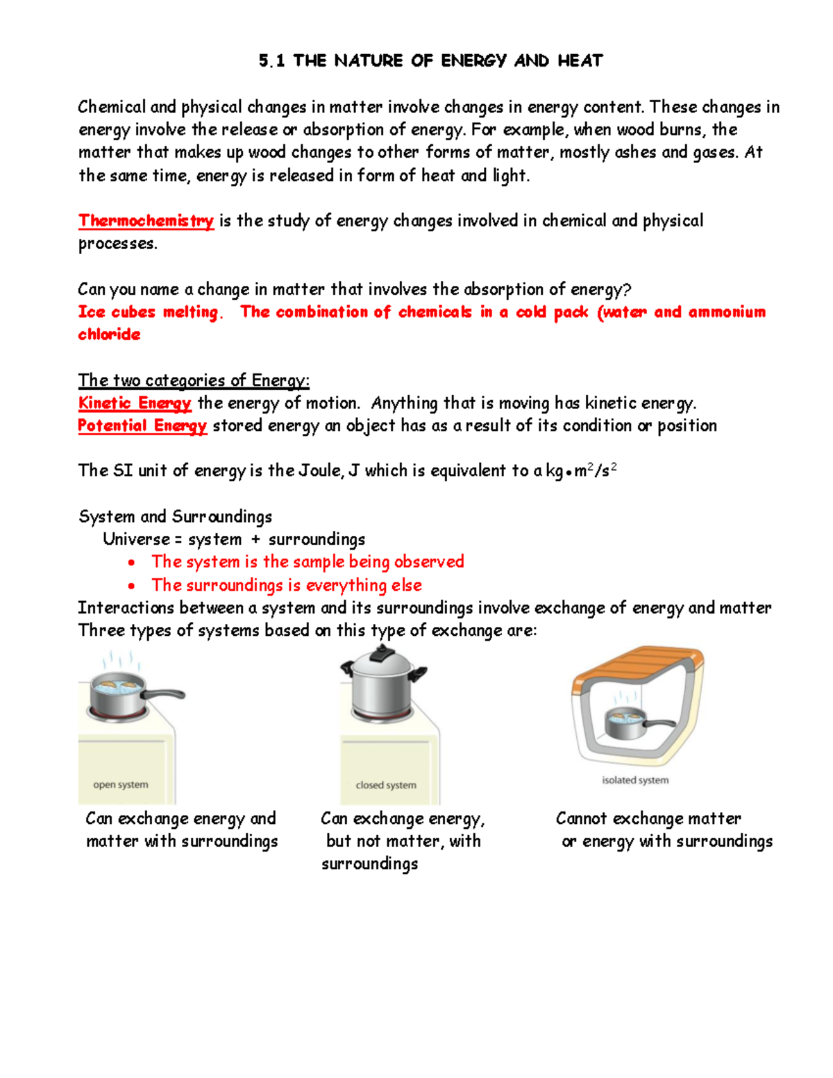 1 Intro to Thermochemistry Note - 5 THE NATURE OF ENERGY AND HEAT ...
