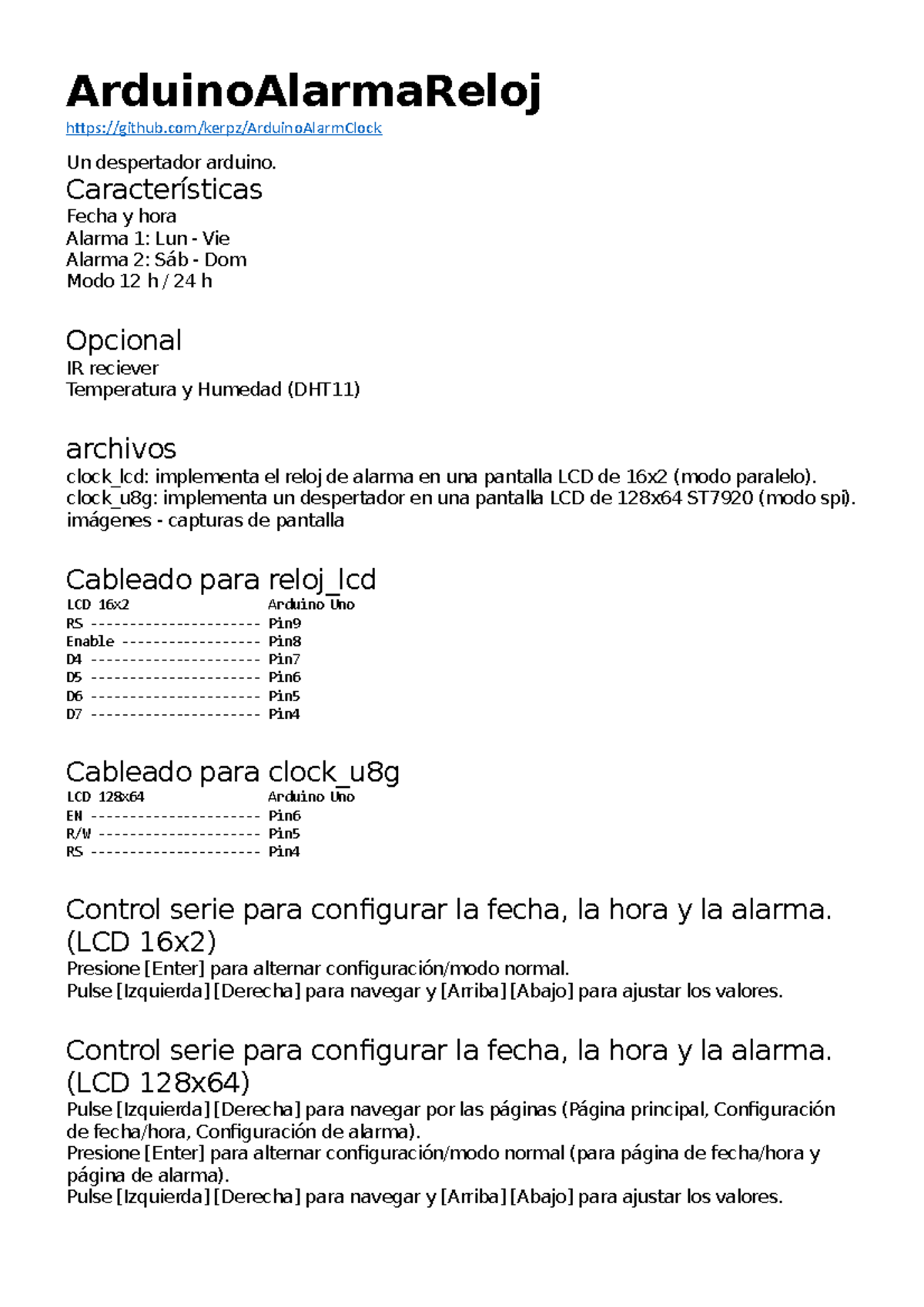 Arduino Alarma Reloj - ArduinoAlarmaReloj github/kerpz ...