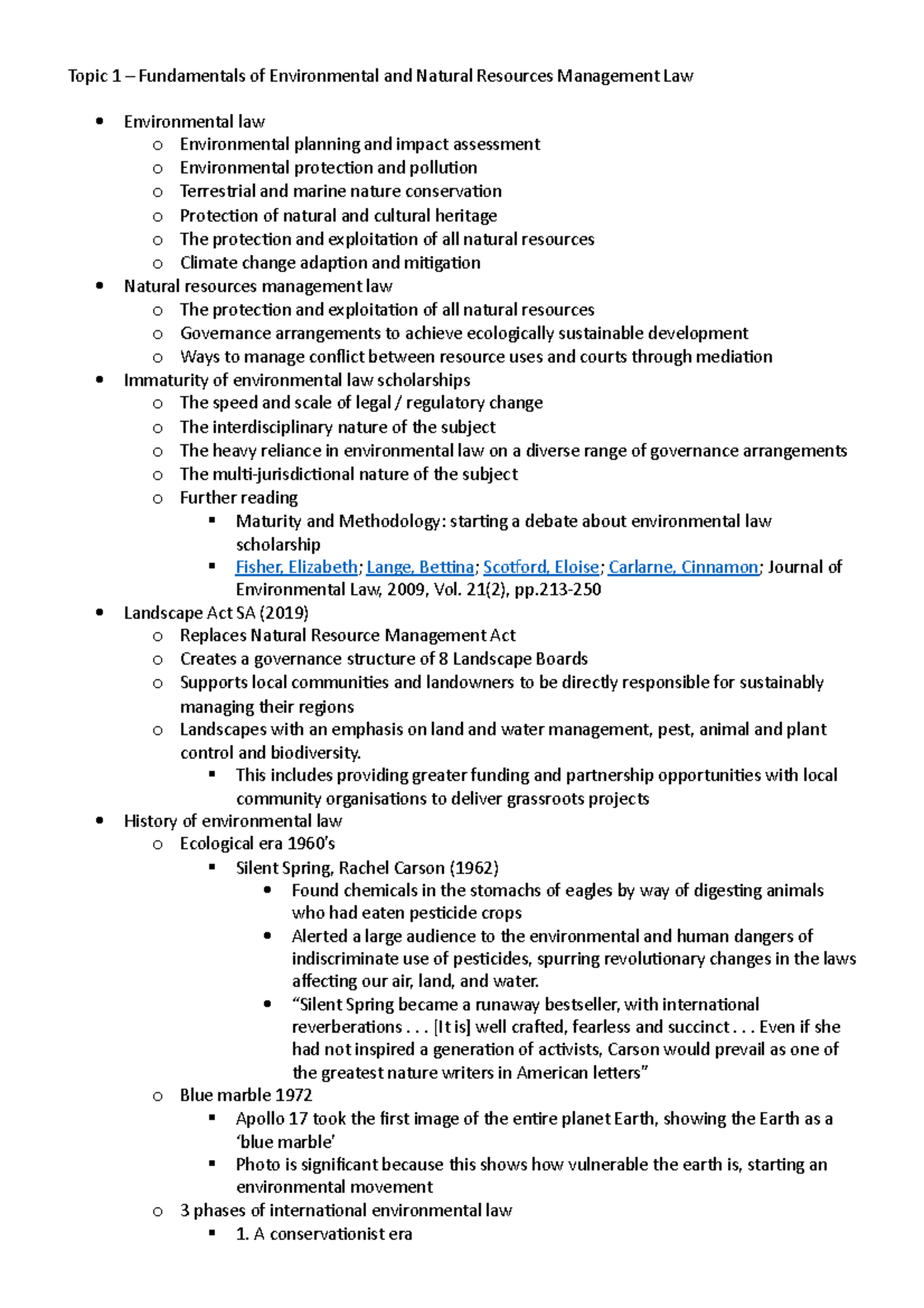 Topic 1 - Introduction - Environmental Law - Topic 1 – Fundamentals of ...