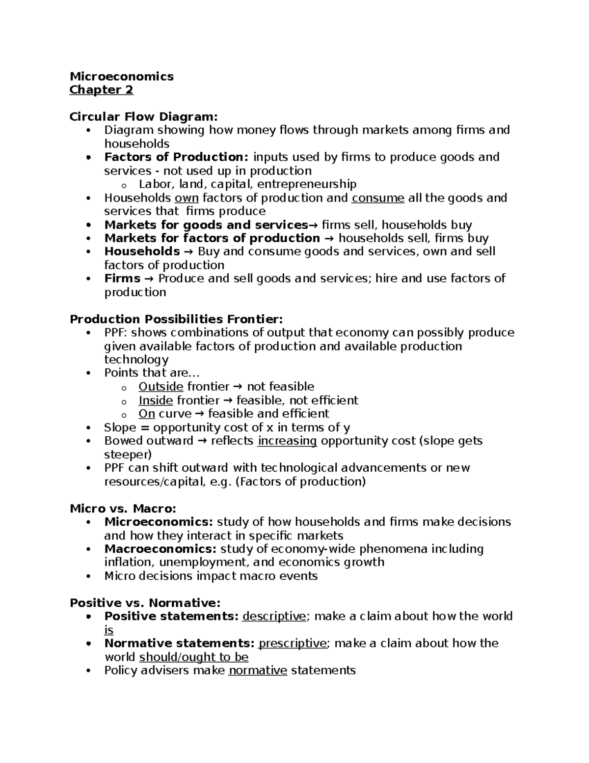 Chapter 2 Notes - Microeconomics Chapter 2 Circular Flow Diagram ...