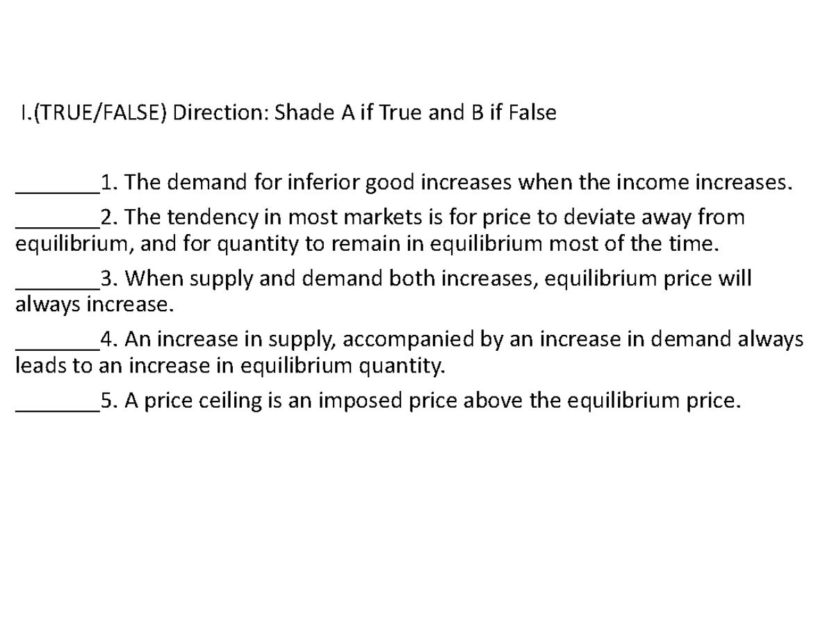 PDF v. BAM 040 P2 Summative QUIZ - I.(TRUE/FALSE) Direction: Shade A if ...