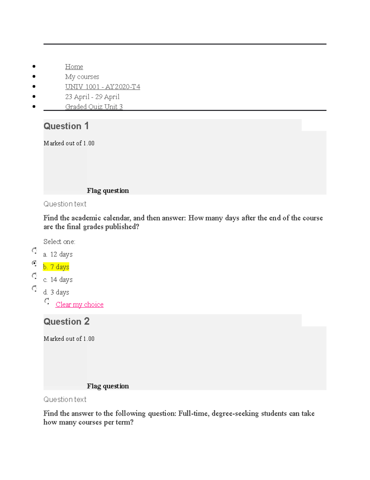 Quiz Unit 3 UNIV1001 - UNIV1001 - UoPeople - Studocu