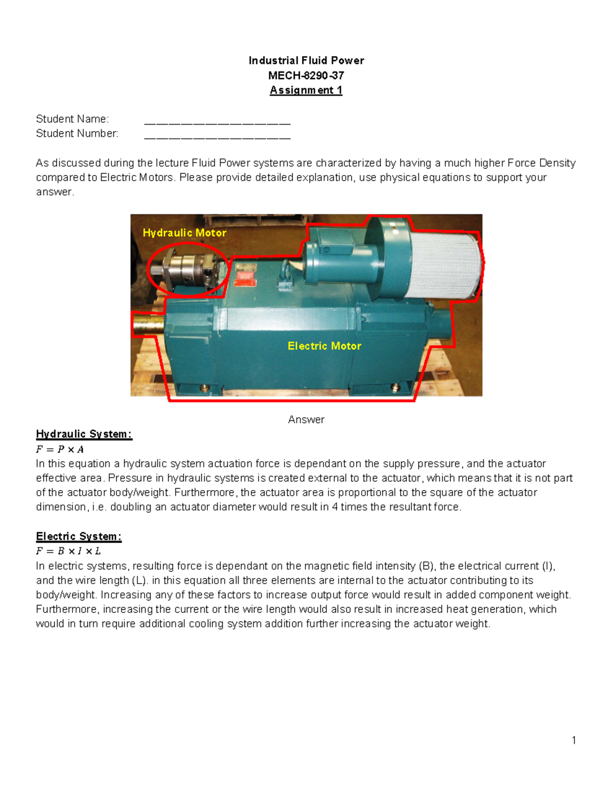Assignment 1 Solution - Industrial fluid power - 1 Industrial Fluid ...