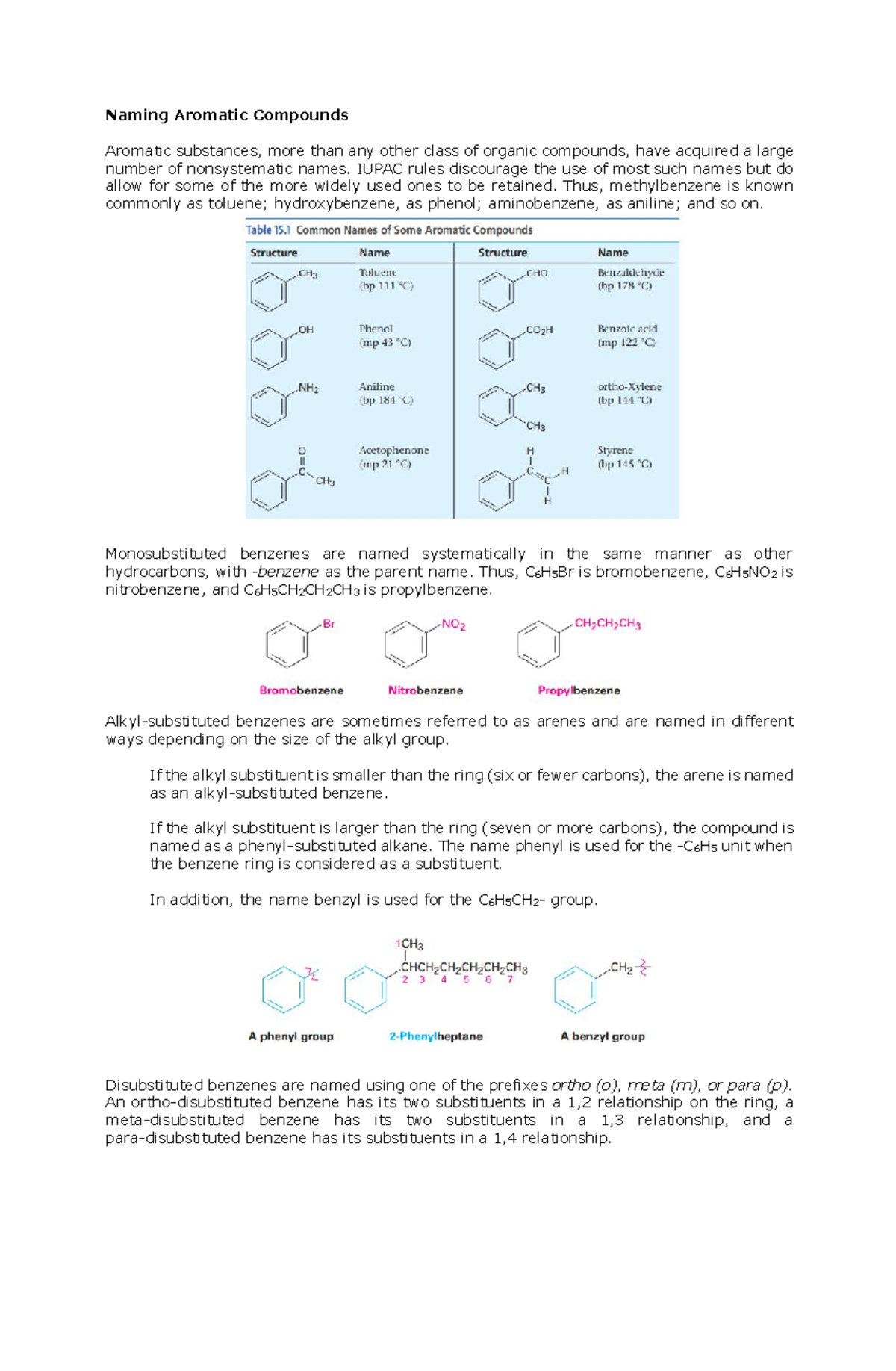 Naming Aromatic Compound - Naming Aromatic Compounds Aromatic ...