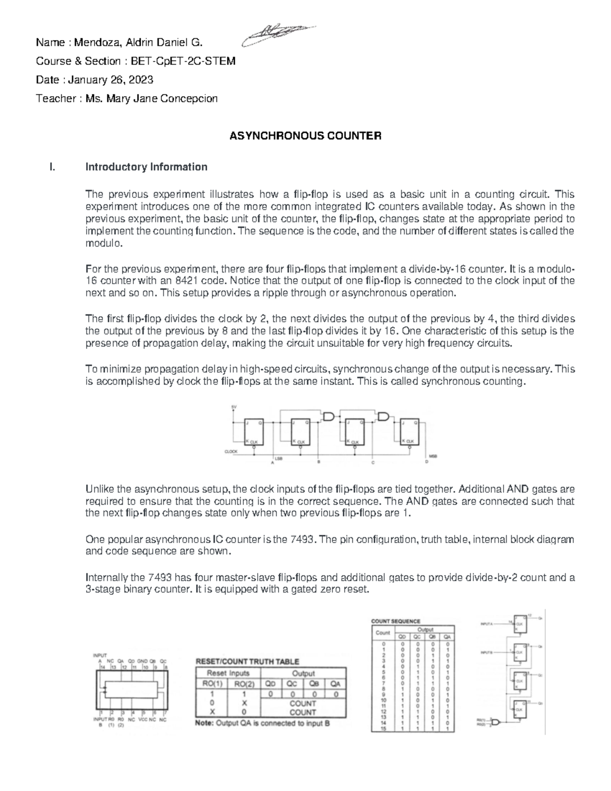 Mendoza Experiment No - Name : Mendoza, Aldrin Daniel G. Course ...
