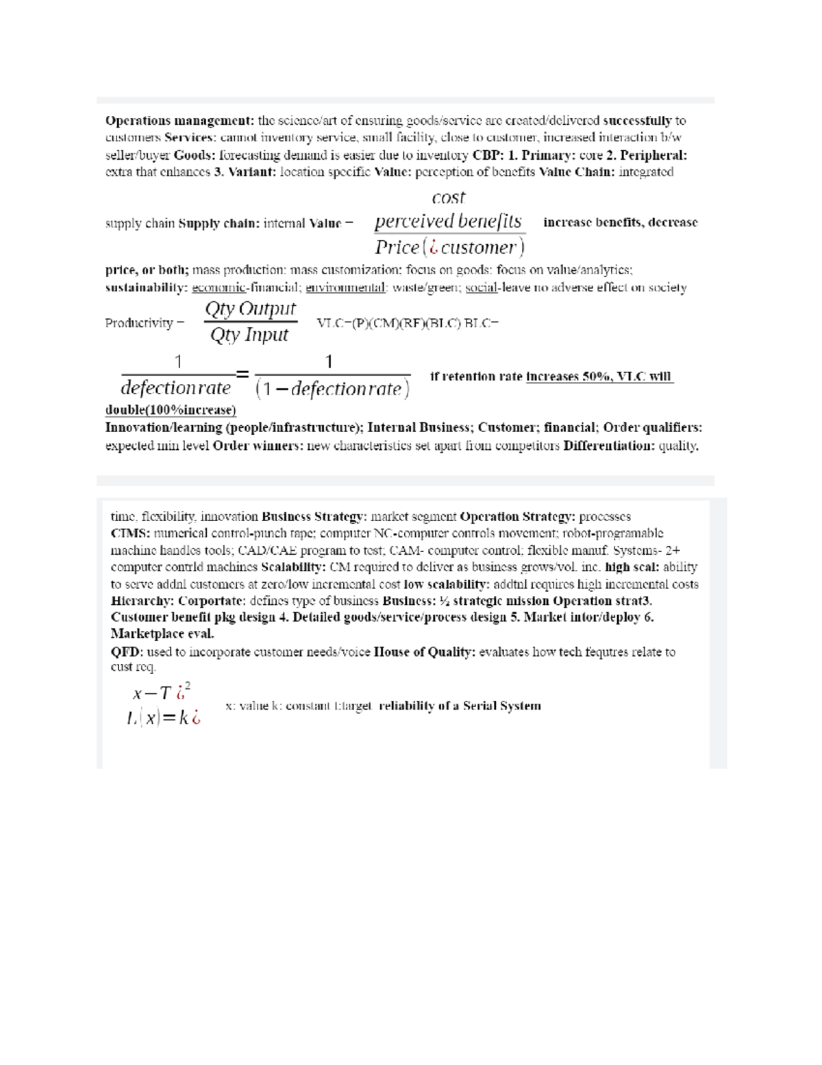 SCM352 Exam 1 Study Guide - Operations management: the of ensuring are successfully to customers ...