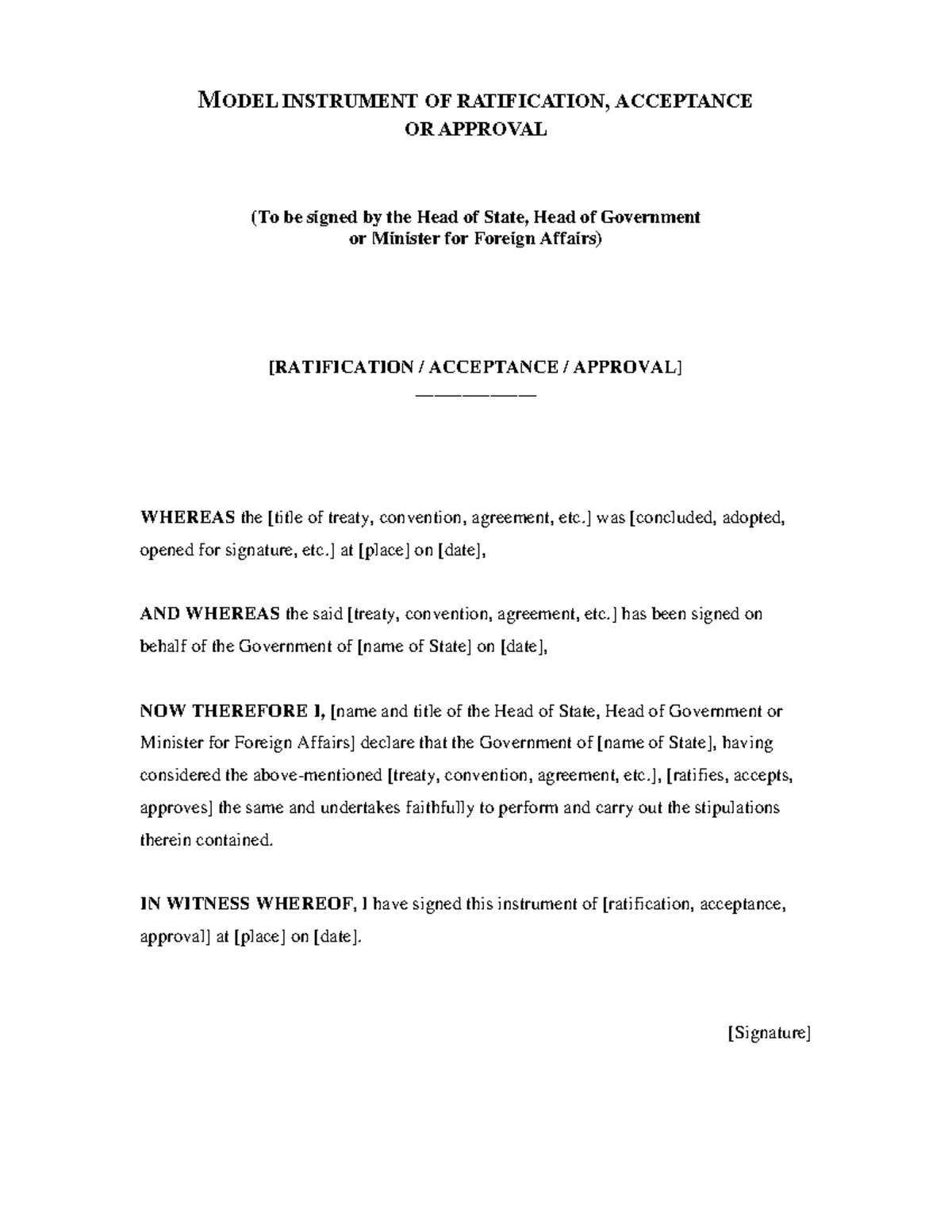 Model instrument of ratification acceptance or approval-English - MODEL ...