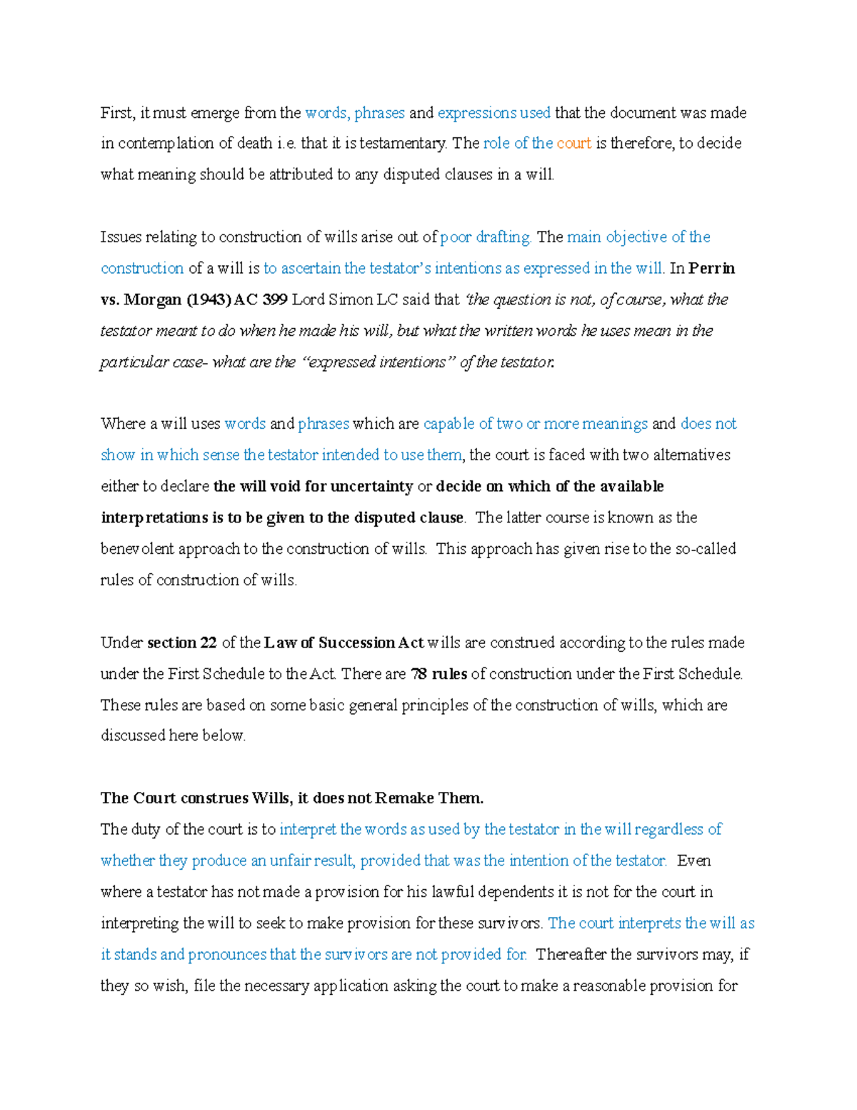 Contruction of Will - First, it must emerge from the words, phrases and ...