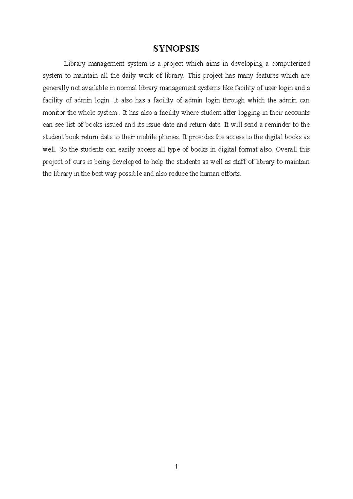 Dharani-LMS - Library management system - SYNOPSIS Library management ...