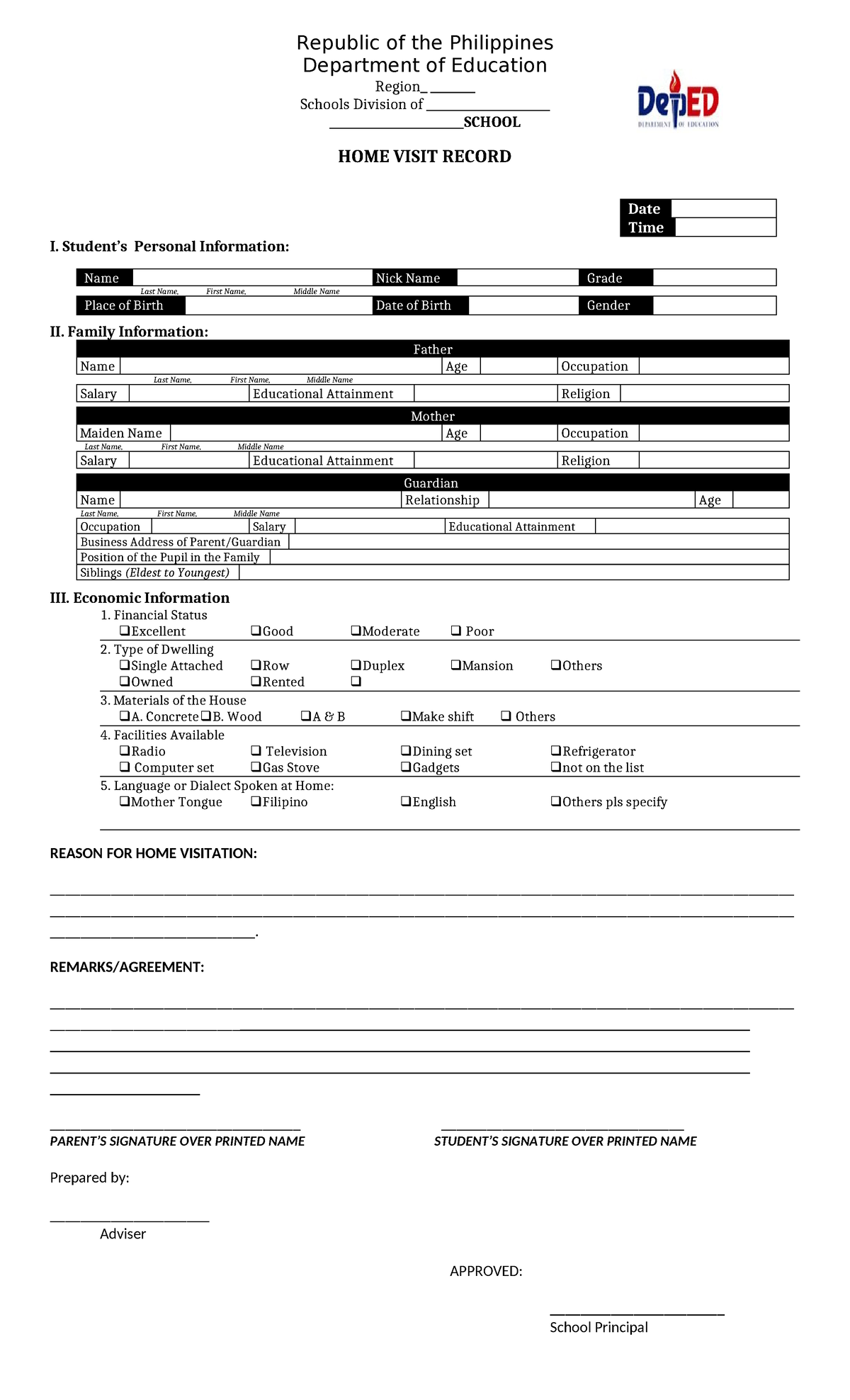 HOME Visit Record - ksjisrsiejkfksd - Republic of the Philippines ...