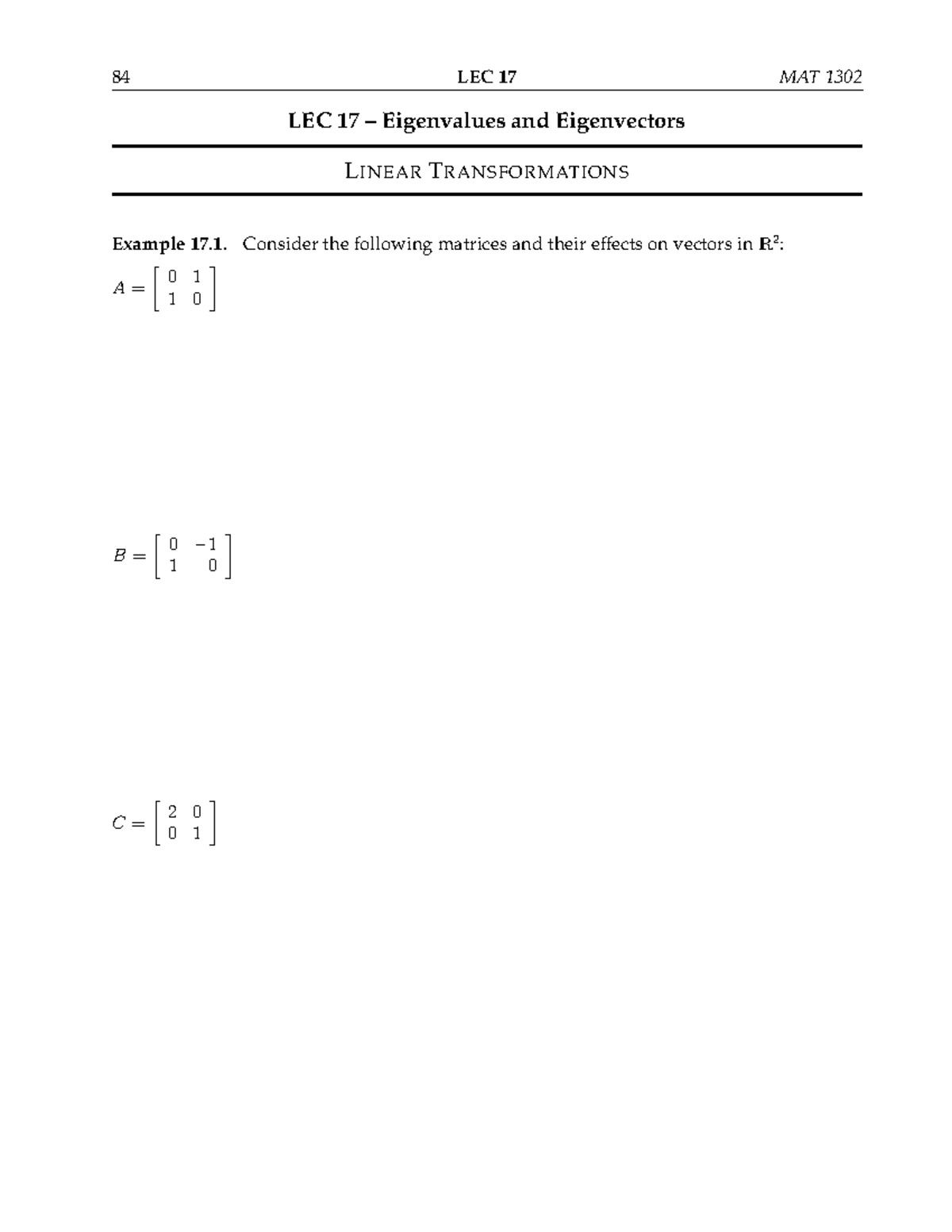 MAT 1302 Lecture 17 - 84 LEC 17 MAT 1302 LEC 17 – Eigenvalues and ...