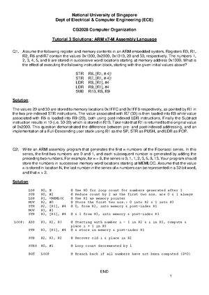 CG2028 Tutorial 1 Solns - National University of Singapore Dept of Electrical & Computer - Studocu
