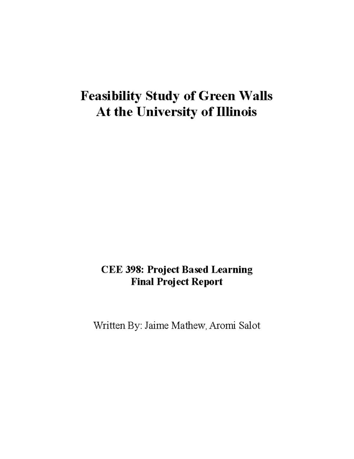Feasibility study example 13 - Feasibility Study of Green Walls At the ...