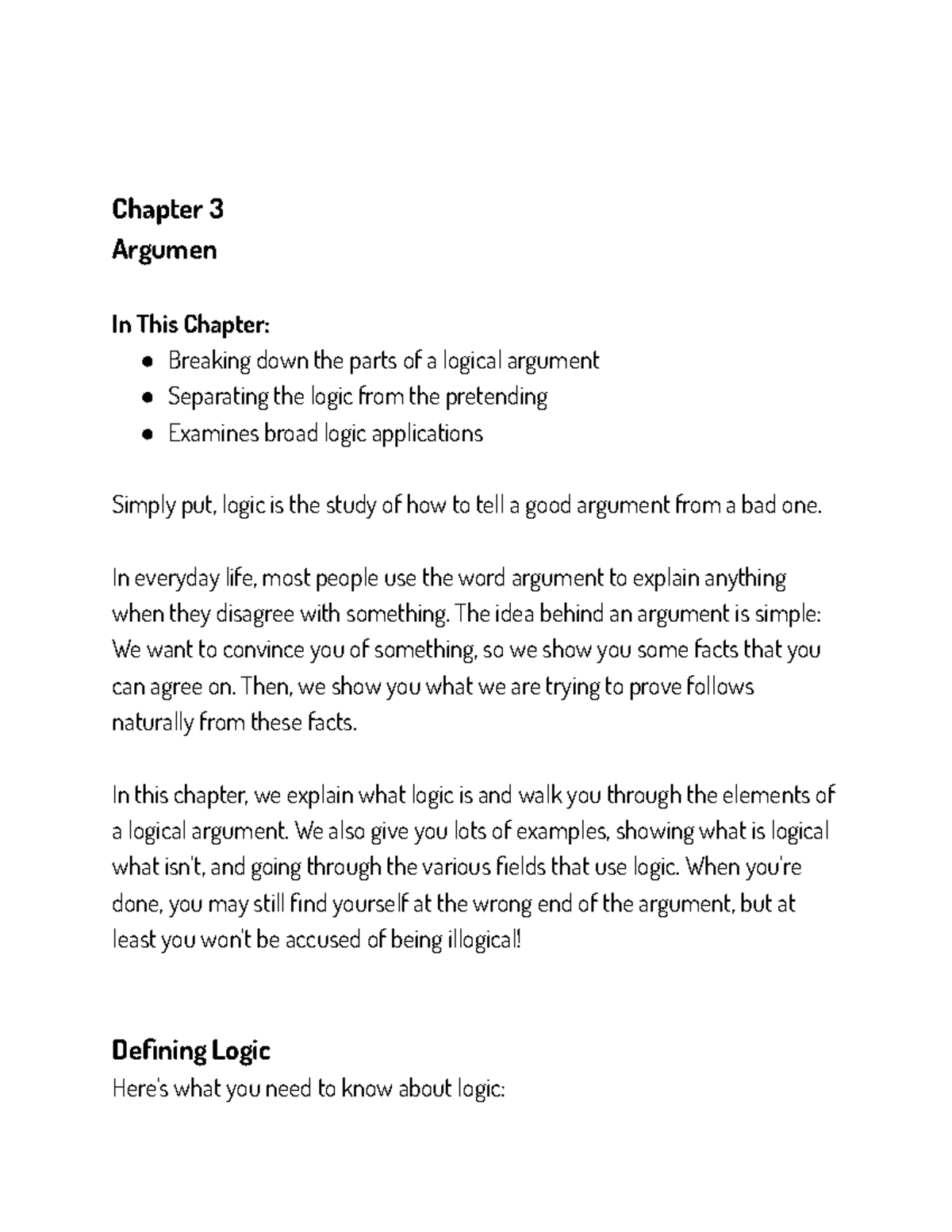 Translated copy of Chapter 03-1 - Chapter 3 Argumen In This Chapter: Breaking down the parts of ...