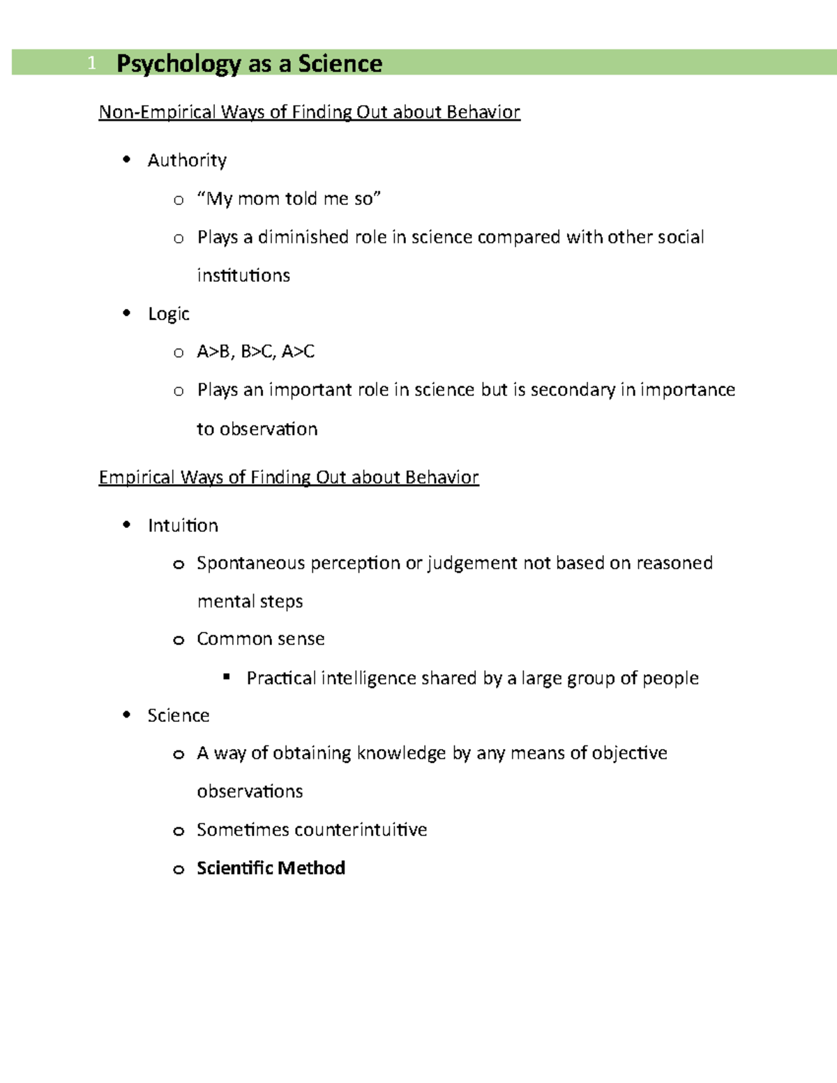 Psychology as a Science - Studocu