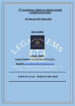 Moot memorial sample - 14 th AMITY INTRA MOOT COURT COMPETITION, 2021 ...